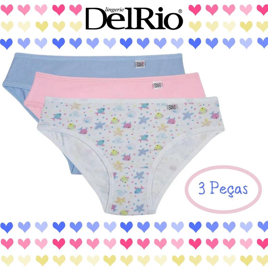 Kit 3 Calcinhas Infantis DelRio 100% Algodao Cores Sortidas | Shopee Brasil