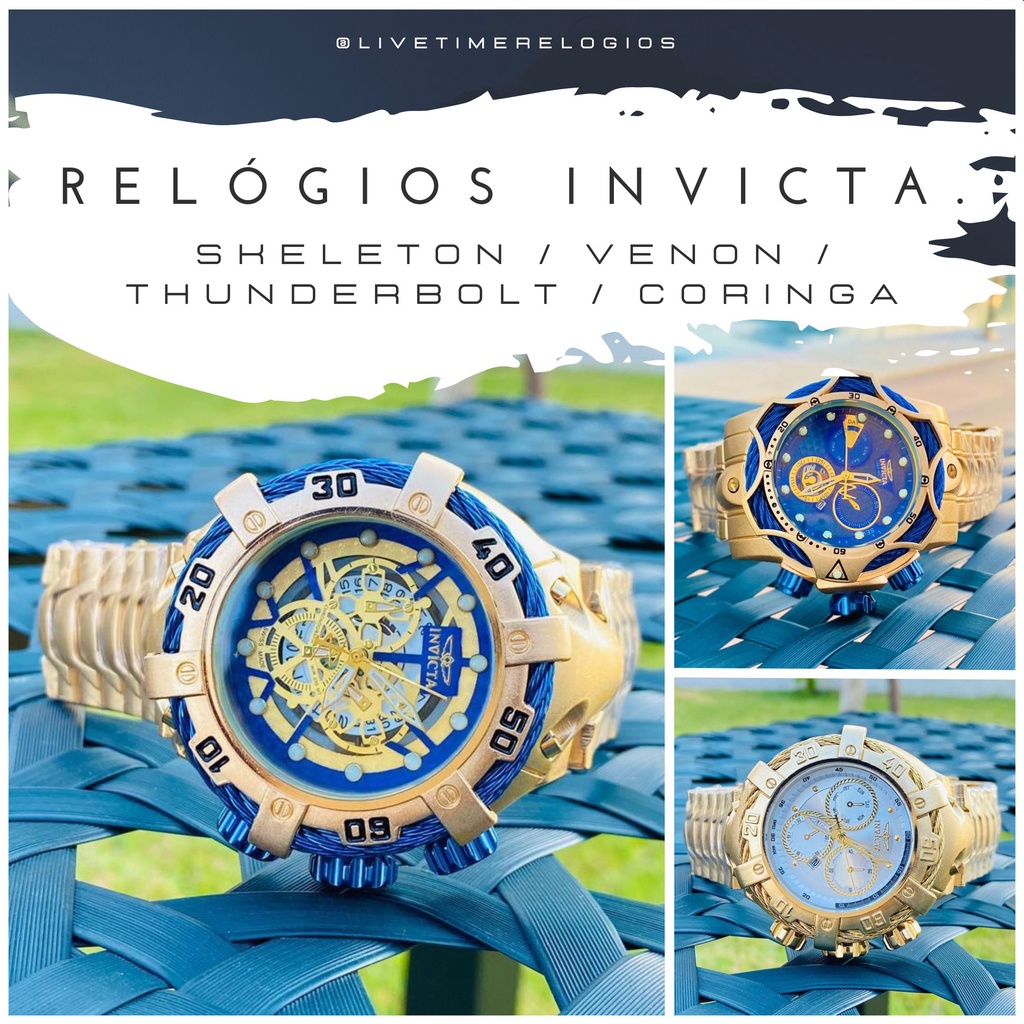 Relógio Invicta Thunderbolt Skeleton, Coringa, Hibryd Venon Dourado ...
