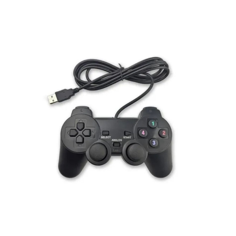 Controle Joystick Preto Usb Dual Shock Pc Computador Notebook Com Fio ...