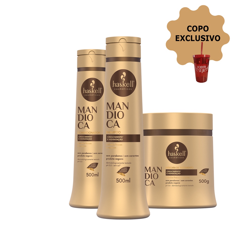 Kit Haskell Mandioca Shamp Cond Masc 500ml | Shopee Brasil