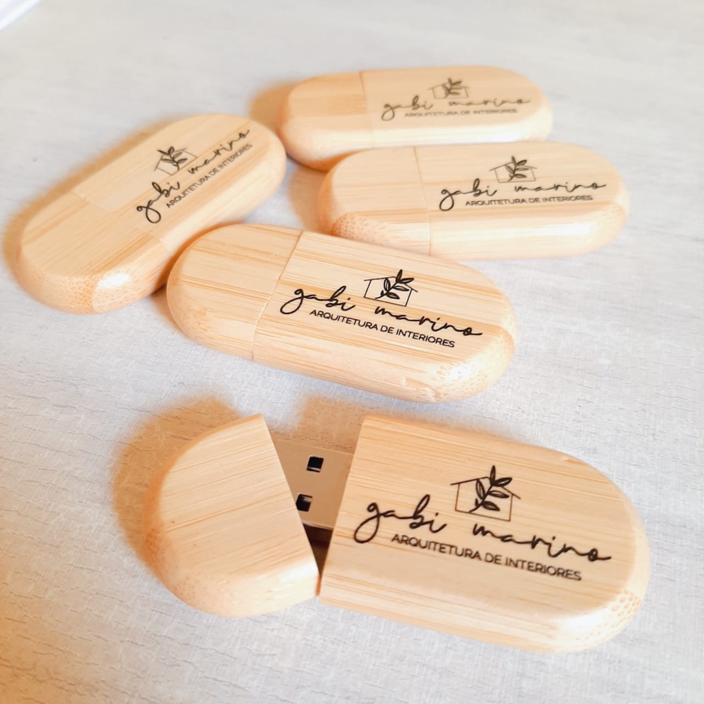 Pen drive de madeira/ecológico oval (PERSONALIZADO acima de 5 peças ...