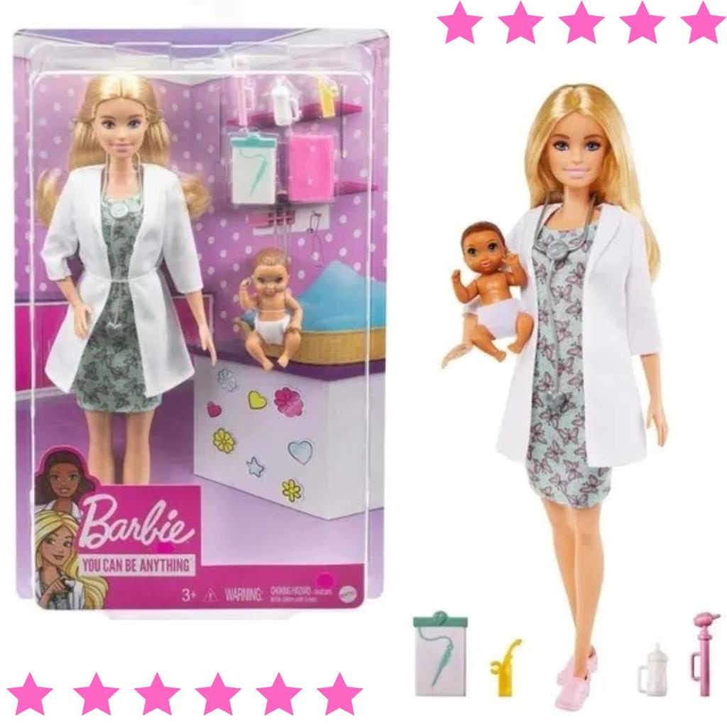 Boneca Barbie Medica Pediatra Com Bebe Mattel | Shopee Brasil