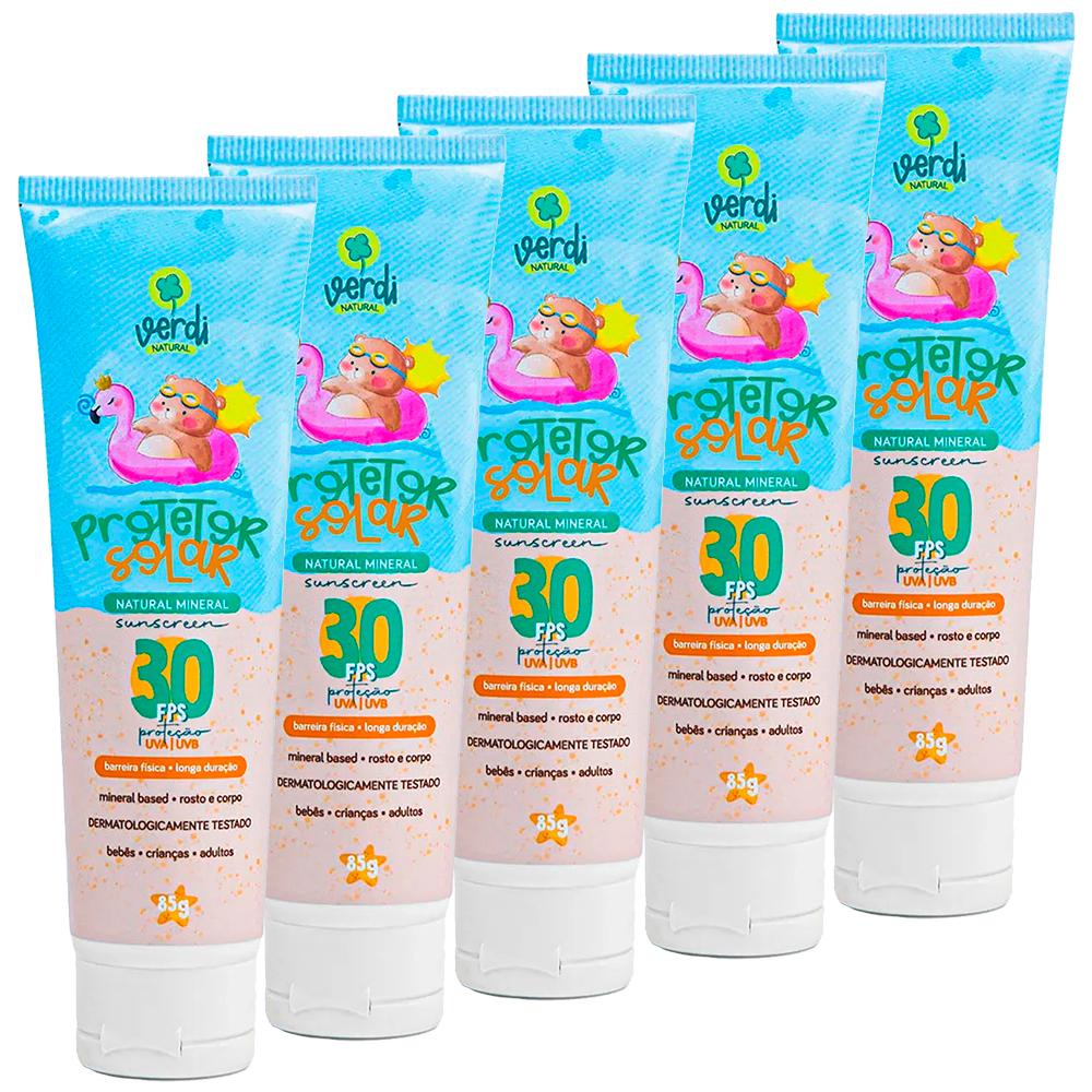 Kit 5 Protetor Solar Natural Mineral FPS30 85g Verdi Natural | Shopee ...