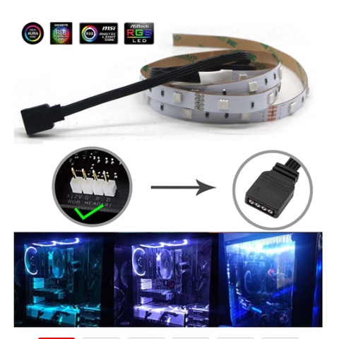 Fita de LED RGB Para PC Gamer 12V 4Pin Aura Sync 50cm 15 Leds | Shopee ...