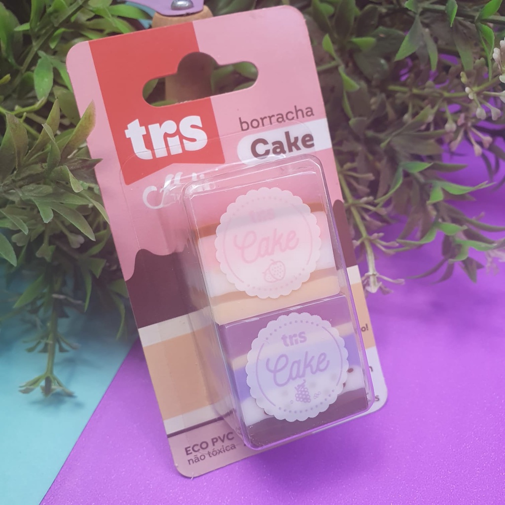 Borracha Decorada com Cheirinho TRIS Cake Rosa e Roxa | Shopee Brasil