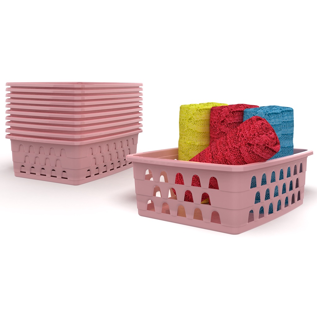 Kit 6 Cesto Organizador Multiuso Médio Rosa Uninjet | Shopee Brasil
