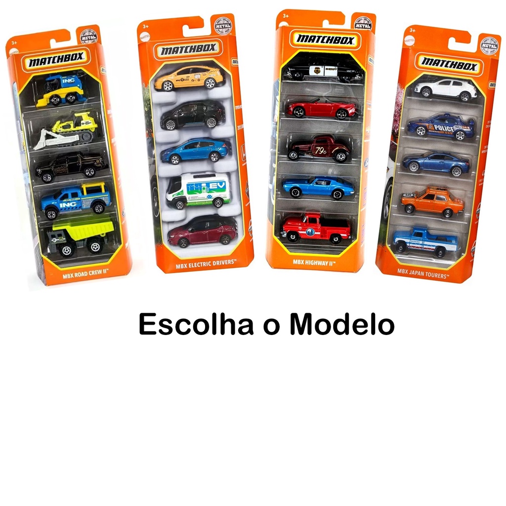 Matchbox Pack com 5 Carrinhos Mattel - Escolha o Modelo | Shopee Brasil
