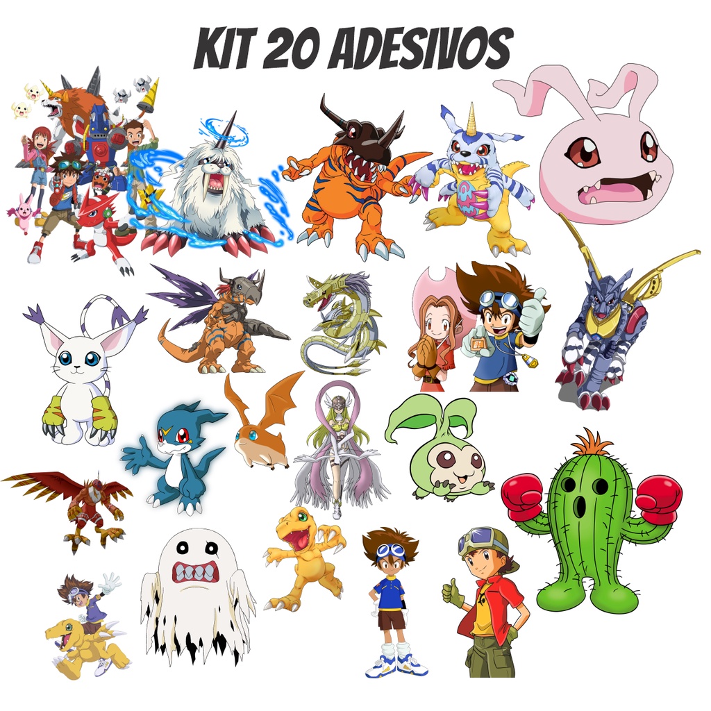 Adesivos digimon - stickers - kit com 20 | Shopee Brasil