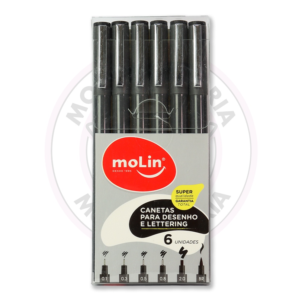 Caneta para Desenho e Lettering MoLin - Blister 6 UN | Shopee Brasil