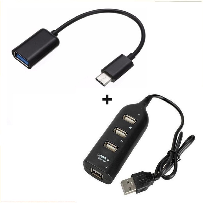 Kit Mobilador Hub Usb 4 Portas + Adaptador Usb Otg Tipo C Expansor Usb ...