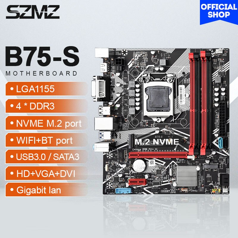 Placa Mãe Gamer Kllisre B75M-S 1155 Ddr3 Gigabit/1000 Usb 3.0 M2 Nvme Hdmi I3 I5 I7 - Escorrega ...
