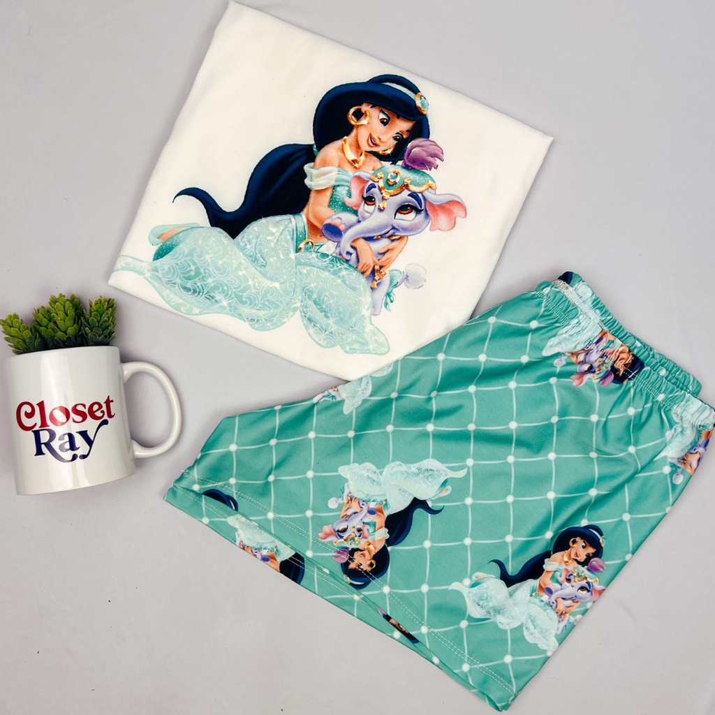 Pijama Manga Curta Princesa Disney Jasmine | Shopee Brasil
