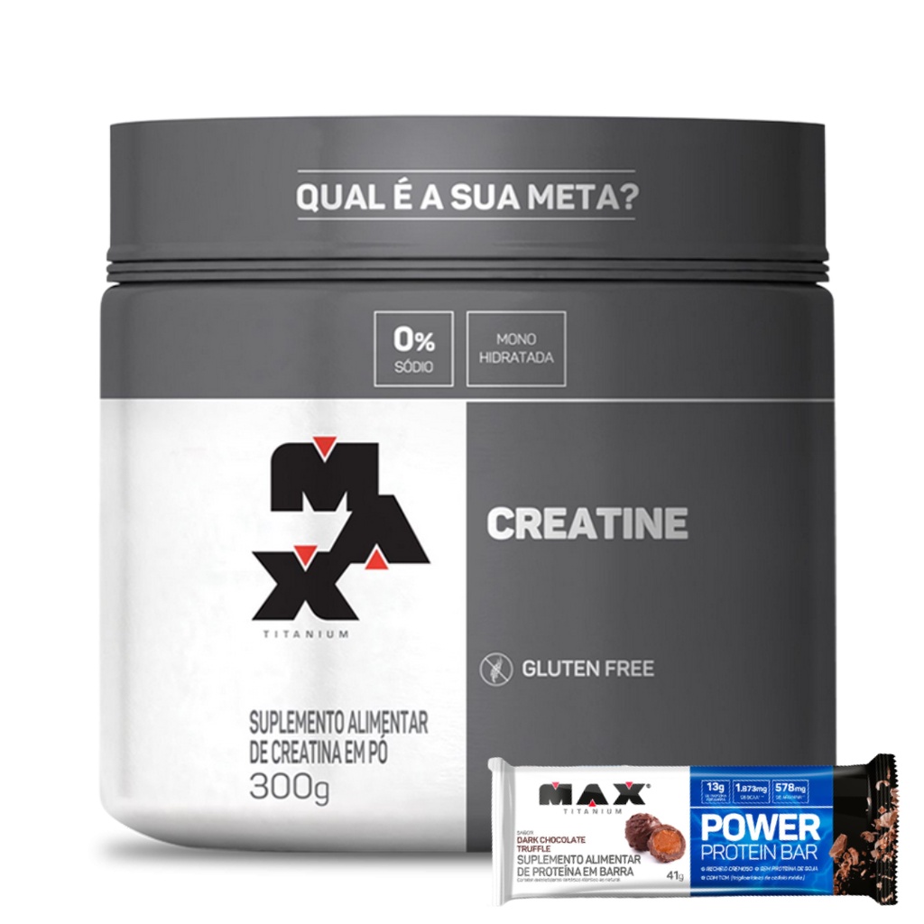 Creatina 300g Max Titanium + Barrinha Protein Bar | Shopee Brasil