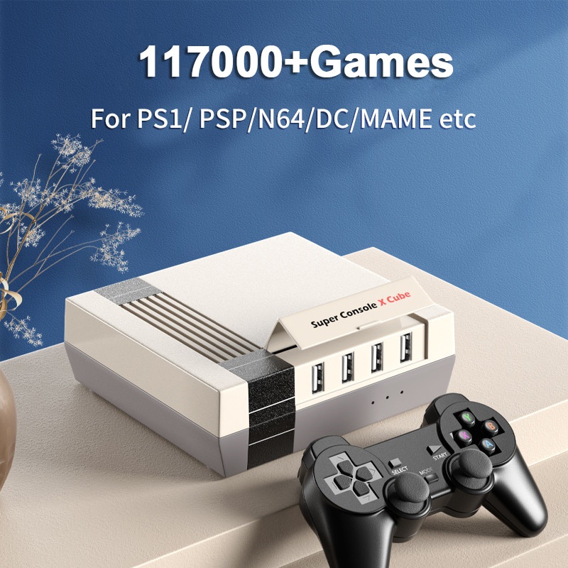 Super Console X Cube Retro TV Consoles De Video Game Para PSP PS1 N64 DC Naomi 117.000 Tela De Jogos Classicos Em Projetor De Escorrega o Preco