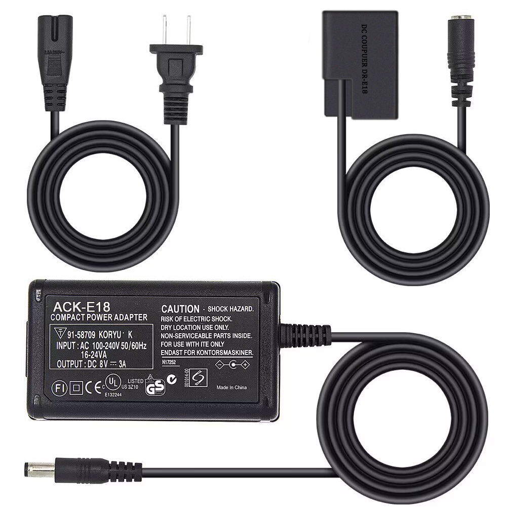 ACK-E18 ACKE18 Adaptador De Energia AC-E6 + LP-E17 DR-E8 Para Câmeras ...