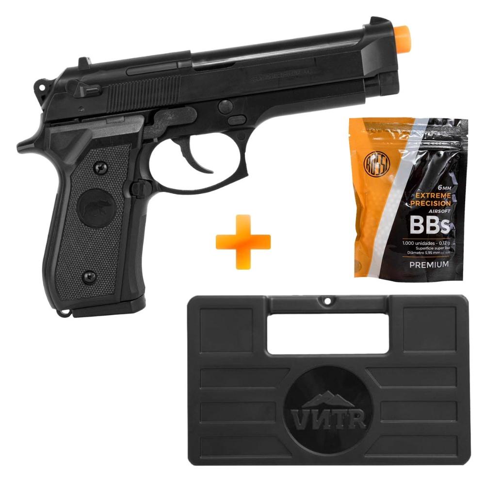 Pistola de Airsoft Spring S92 6mm M92 75 FPS QGK + BBs + Maleta | Shopee Brasil