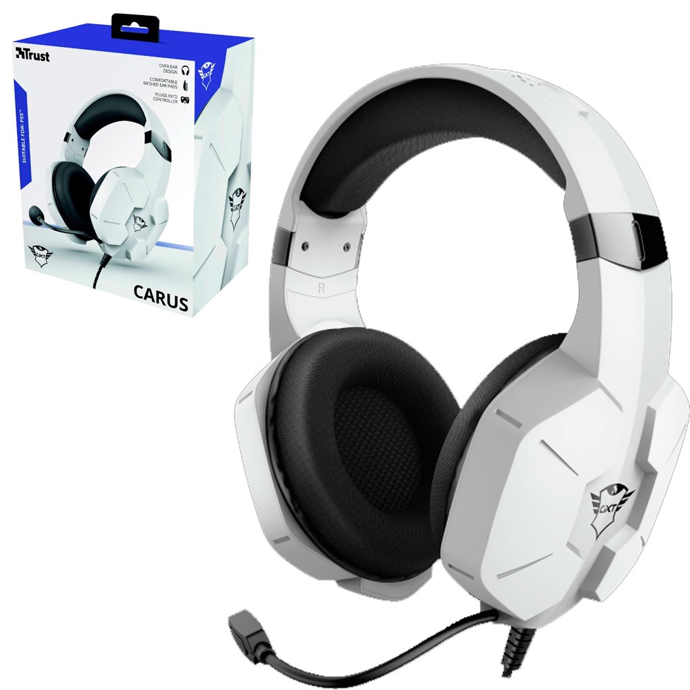 Headset Gamer GXT 323W Carus White Trust 50mm Plug P2 3.5mm - Multiplataforma | Shopee Brasil