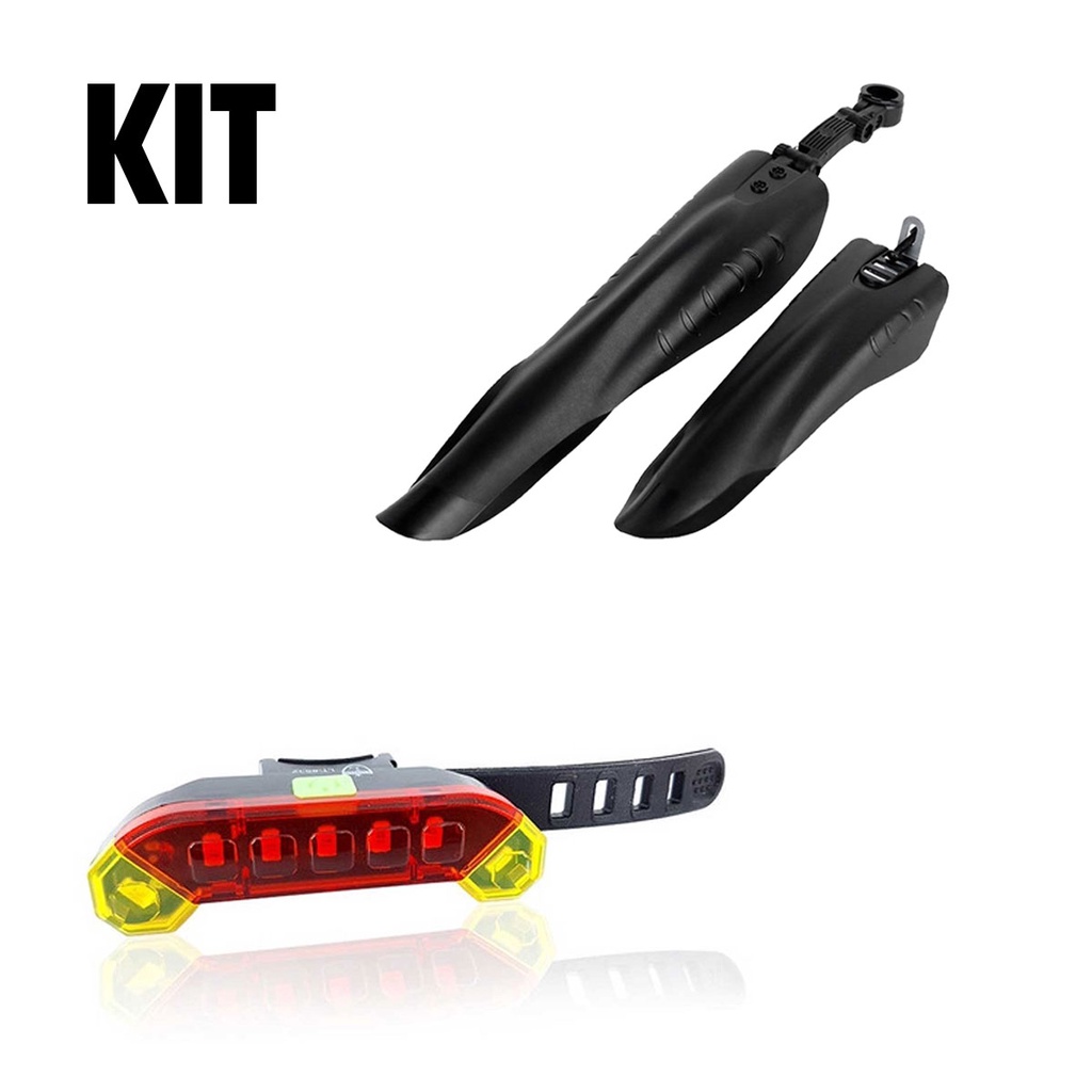 Paralamas Para Bike Par Bicicleta Aro 26 - 29 Dianteiro E Traseiro + Lanterna Traseira Para ...