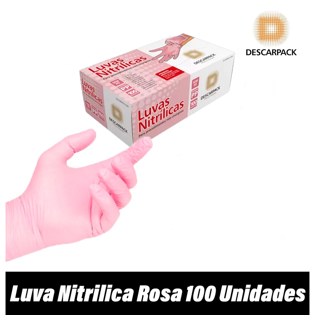 Luva Nitrilica Preta Descartável Procedimento Sem Pó C/100 Unidades ...