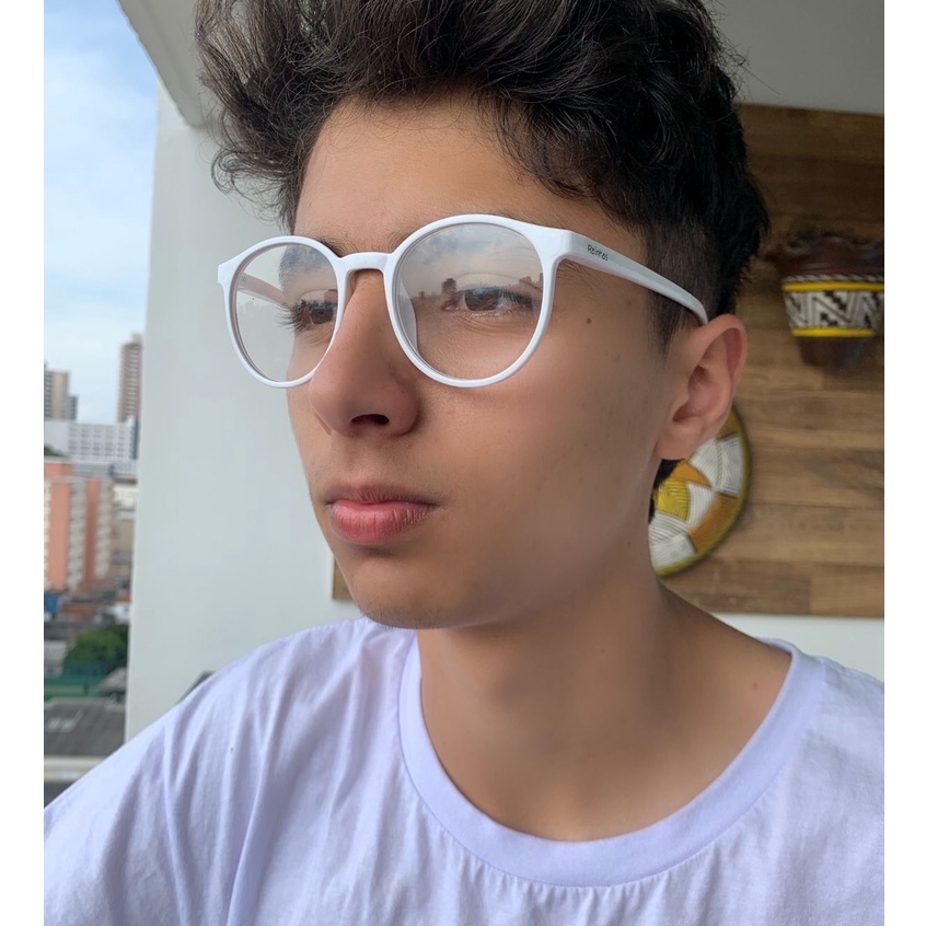 Armação Óculos de Grau Masculino Feminino Redondo Geek Retrô G2 Lente ...
