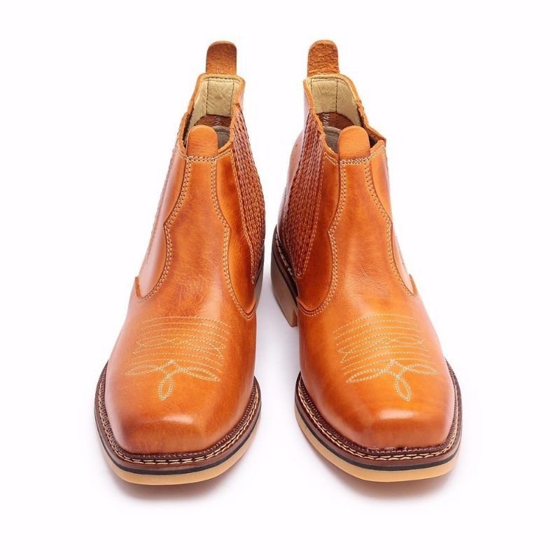 Botina Masculina Couro 100% legítimo Boiadeiro Bota Mateira Costurada ...