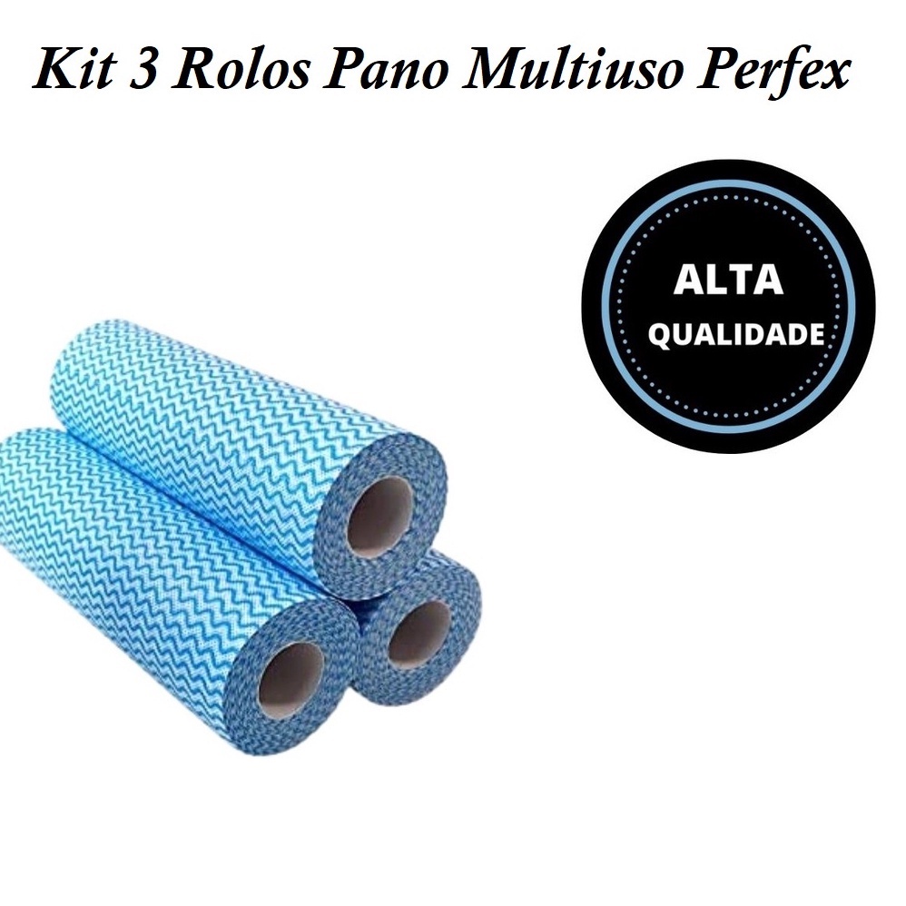 Kit 3 Rolos Pano Perfex Multiuso de Limpeza 28cm x 50cm 90 unidades ...
