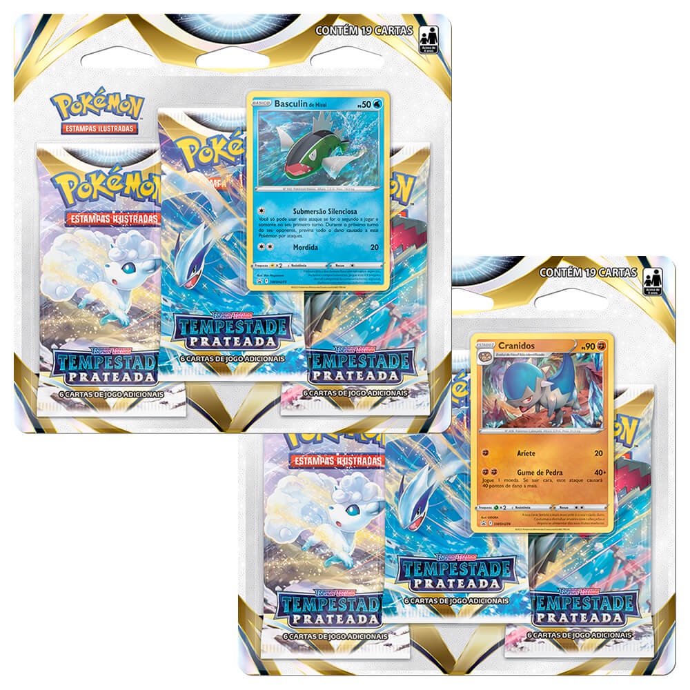 Pokémon TCG: 2 Triple Pack SWSH12 Tempestade Prateada - Basculin de ...