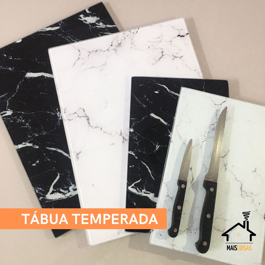 Tábua De Corte Vidro Temperado Cozinha Corte Churrasco C/ Borracha ...