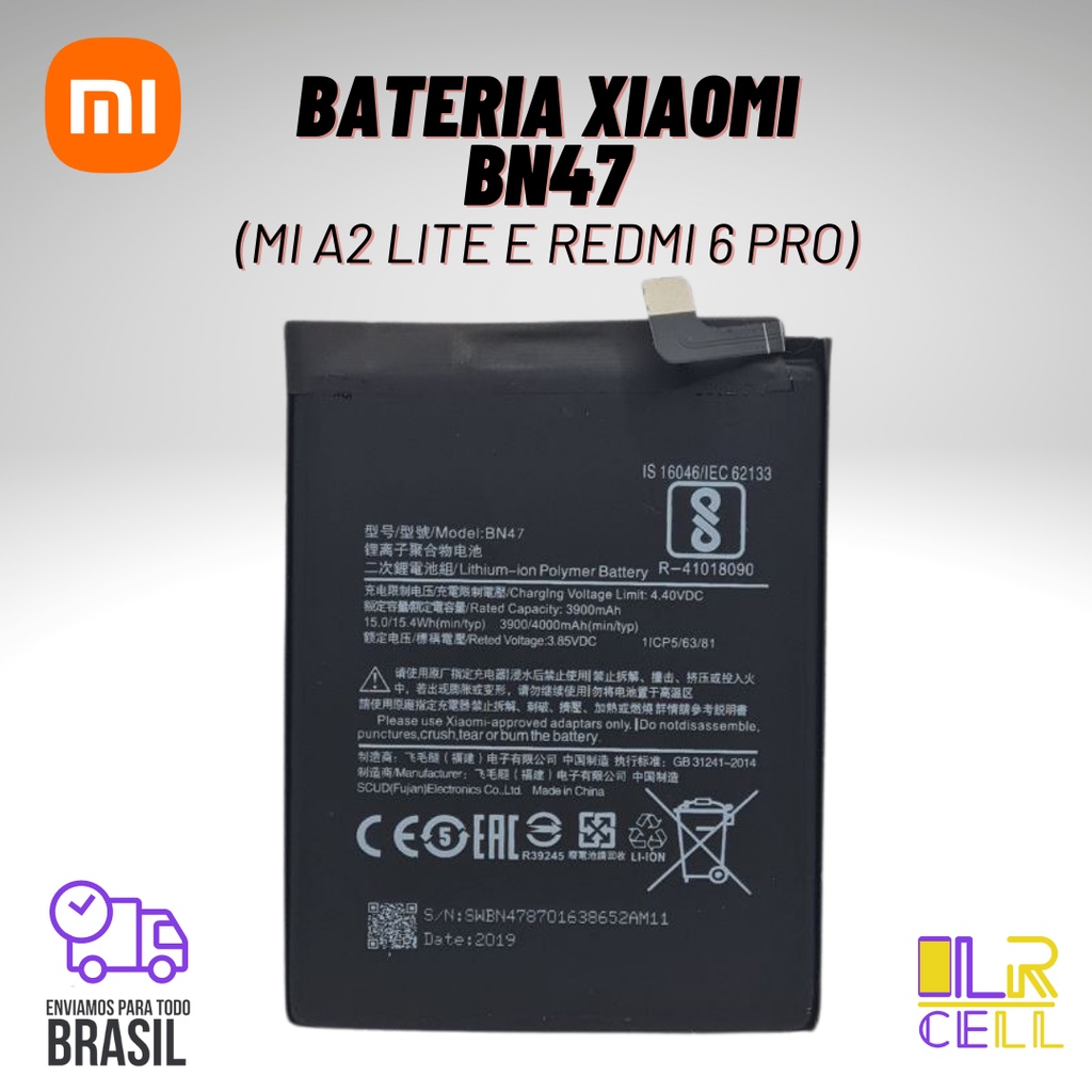 Bateria Xiaomi BN47 paa modelos miA2 lite e modelo Redmi 6 pro ...