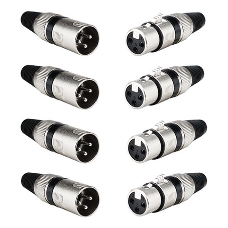 Kit 4 Plugs Conector XLR Canon Macho e Fêmea 3 Pinos Metal Para Microfone e DMX Preto LU-71210 ...