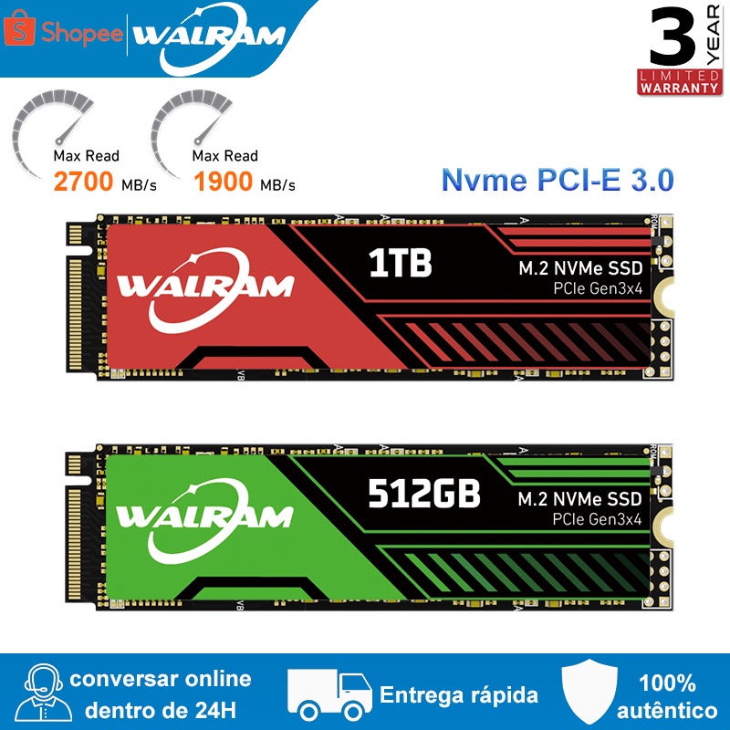 Walram M . 2 PCI-e3.0 SSD 256Gb M2 NVME 128GB 512GB 1TB Disco Sólido Estado 2280 HDD Rígido ...