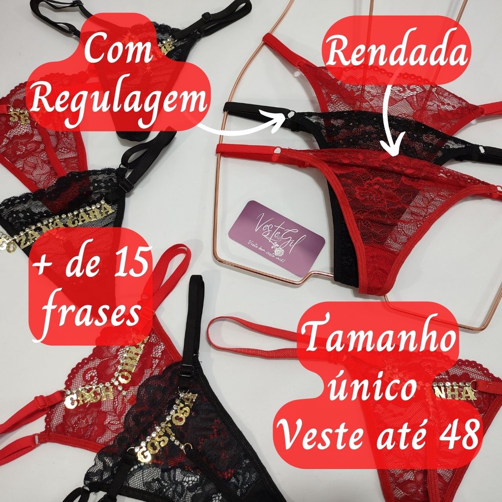Calcinha Fio Dental Sensual De Strass Com Frases E Palavras Com