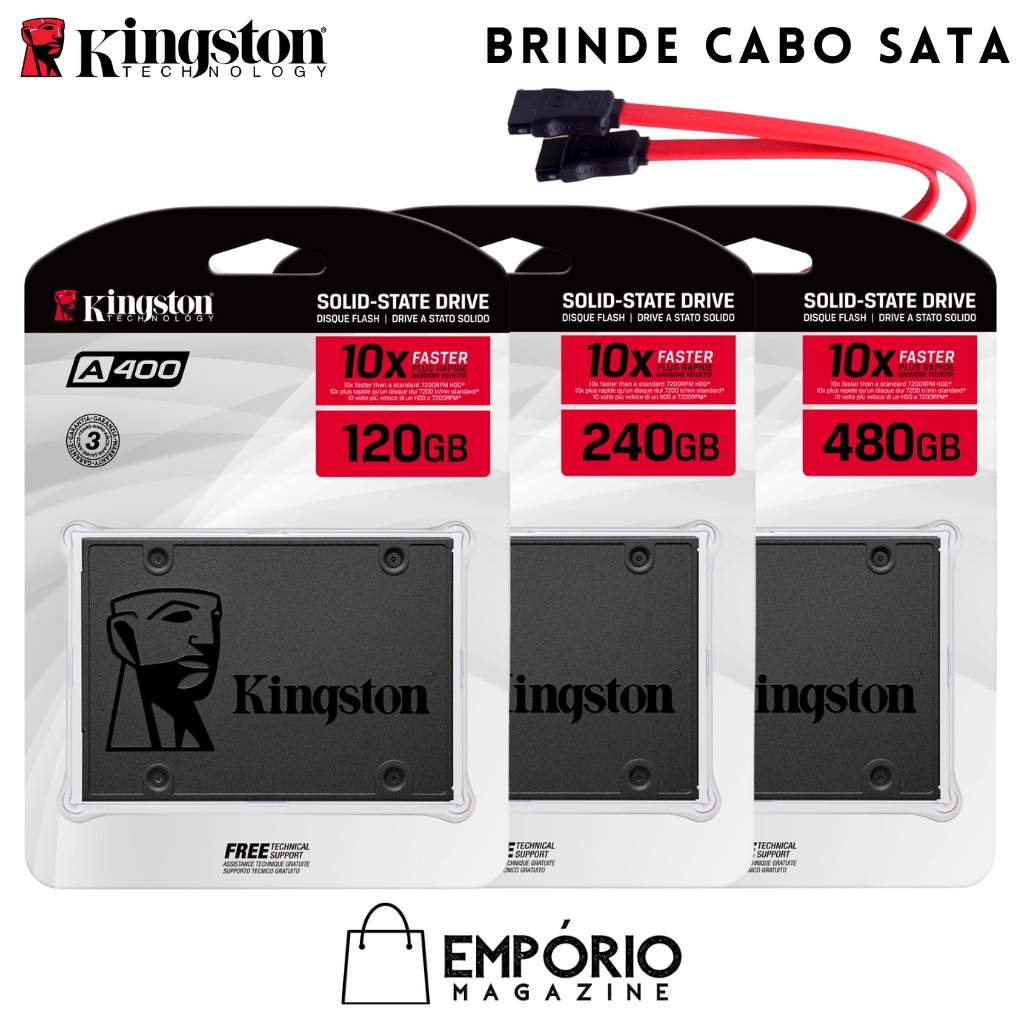 SSD 120/240/480GB Kingston A400 Disco Sólido Interno - Escorrega o Preço