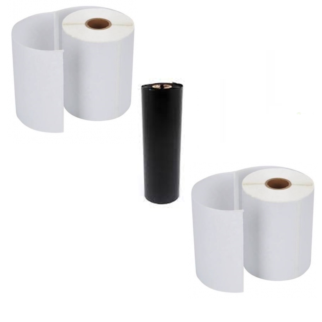 2 Rls Etiqueta Couchê + 1 Ribbon Elgin l42 Pro Zebra ZD 220 Argox - p ...