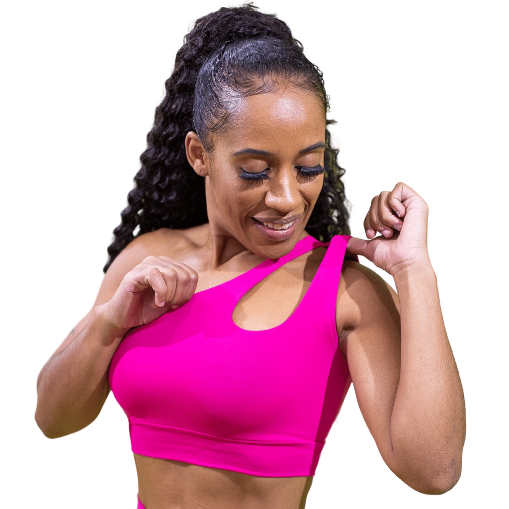 Top Rosa Neon Poliamida Fitness Feminino Academia Diversos Tamanhos ...