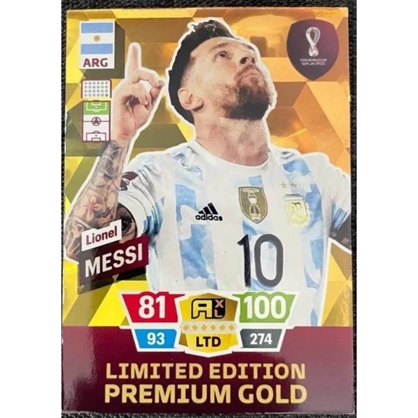 Card Limited Edition Messi Gold Copa 2022 Adrenalyn | Shopee Brasil
