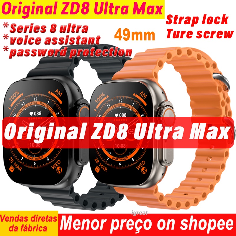 Relógio Original ZD8 Ultra Max Smart Watch Series 8 Série - Faz a Boa!