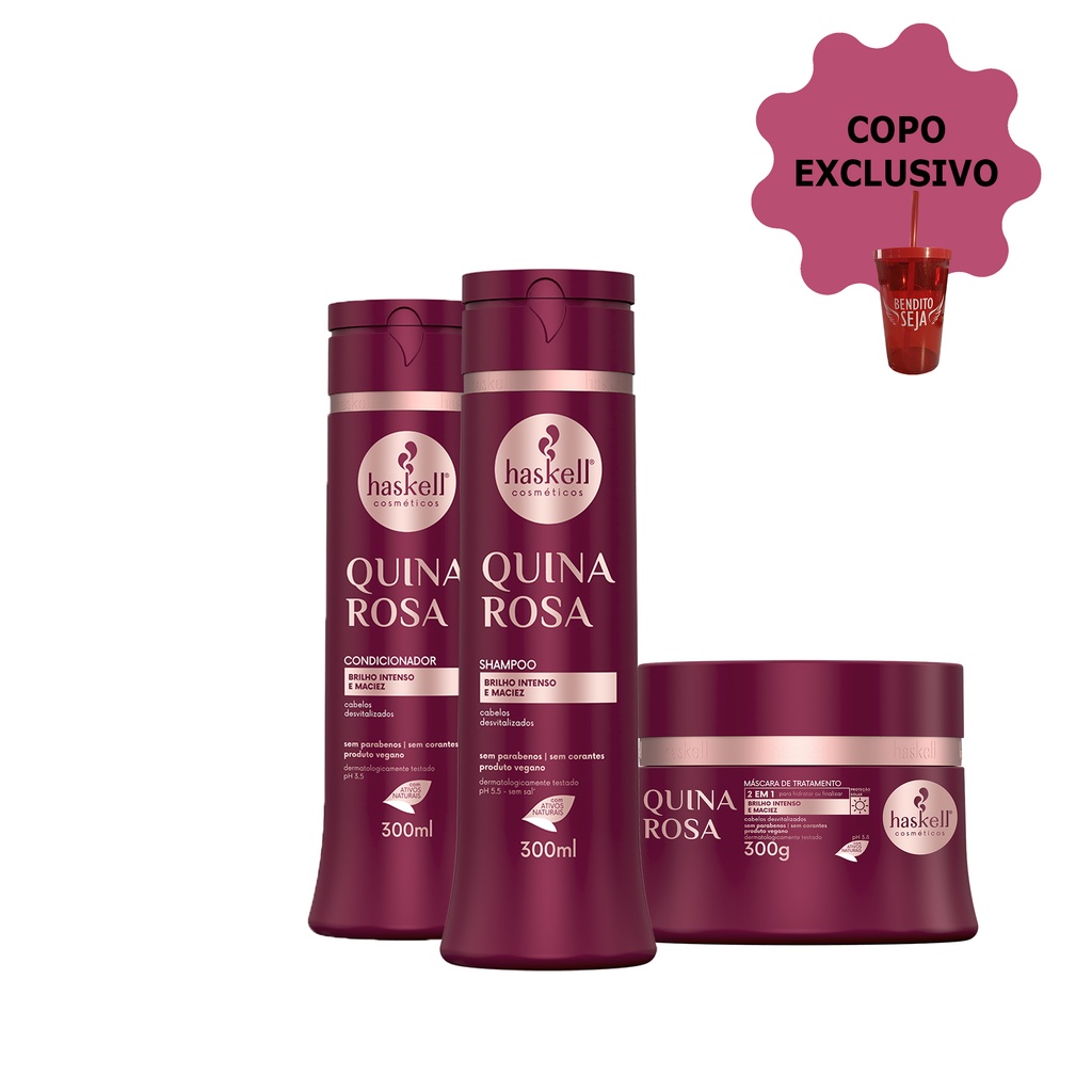Kit Haskell Quina Rosa Shamp Cond Masc 300ml | Shopee Brasil
