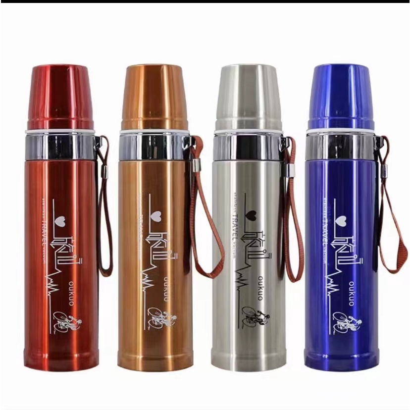 Garrafa 800ml ou 1000ml Inox Térmica Com Infusor Prata Dourada De Água ...