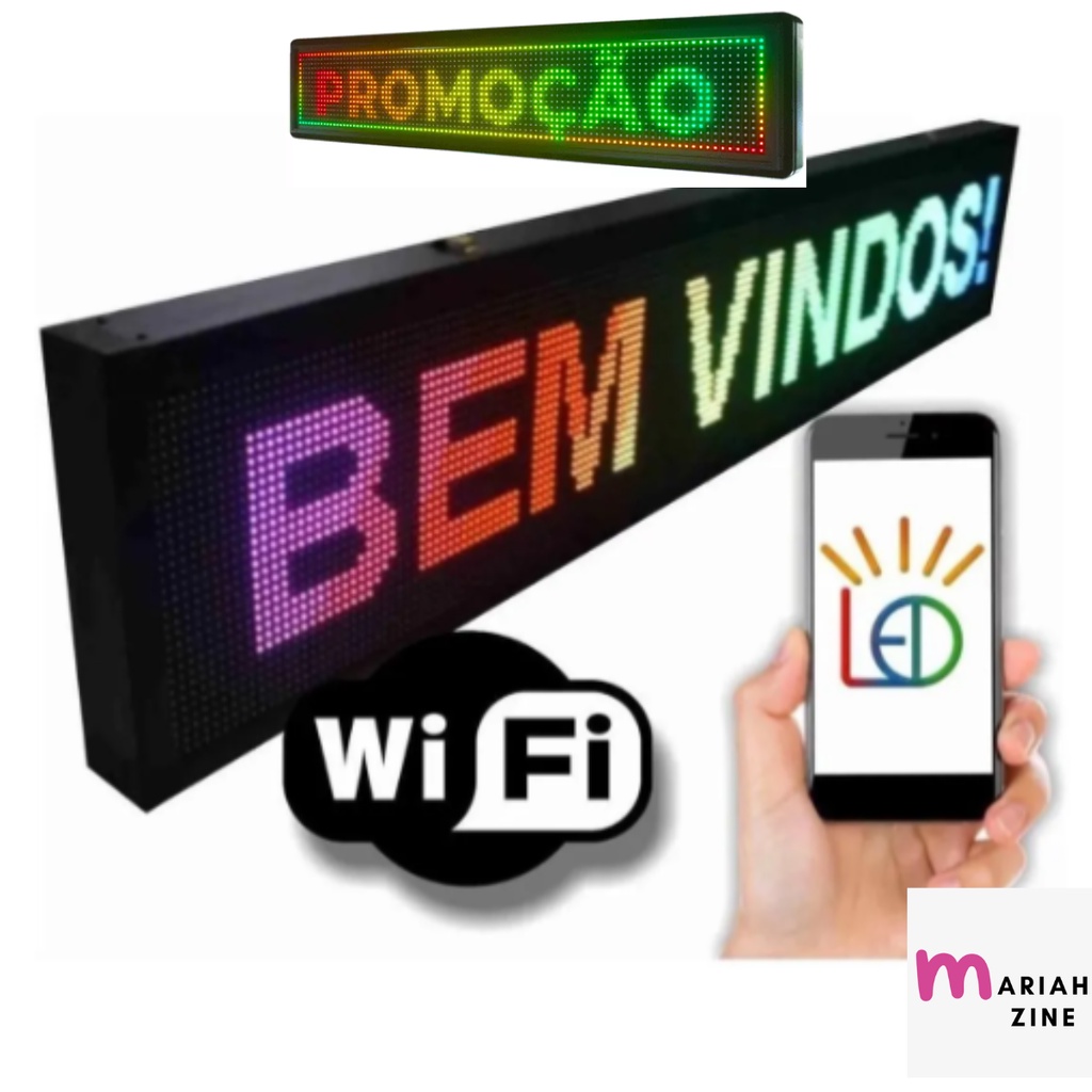 Painel Letreiro Led Digital 70x20cm RGB Wifi Interno Bivolt - Desconto ...