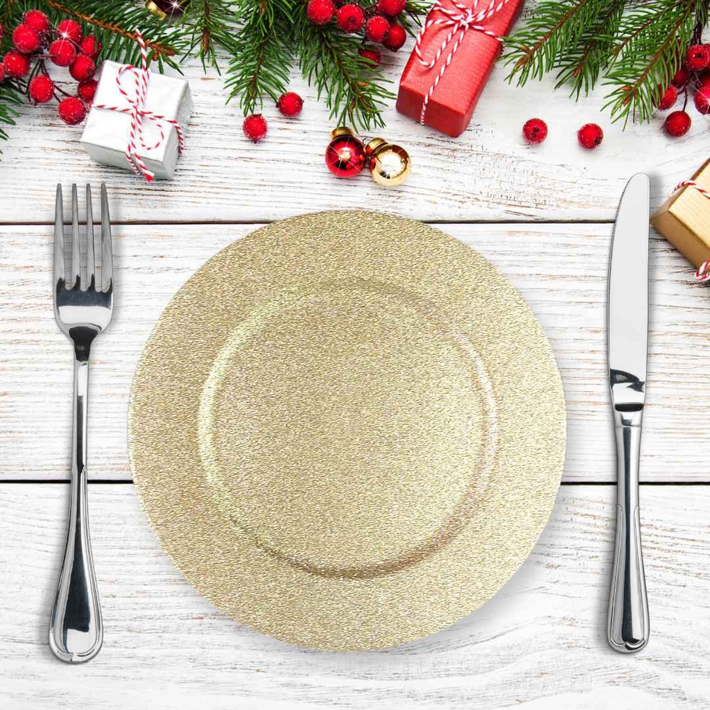 Sousplat Supla Soupla Suplat Para Mesa Posta Glitter Dourado Natal 35cm ...