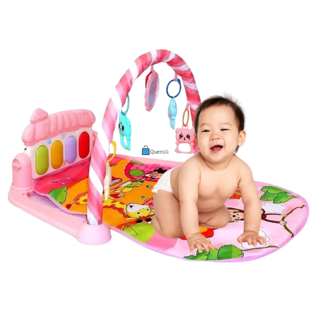 Tapete De Atividades Piano Musical Chocalho Color Baby Rosa - Escorrega ...