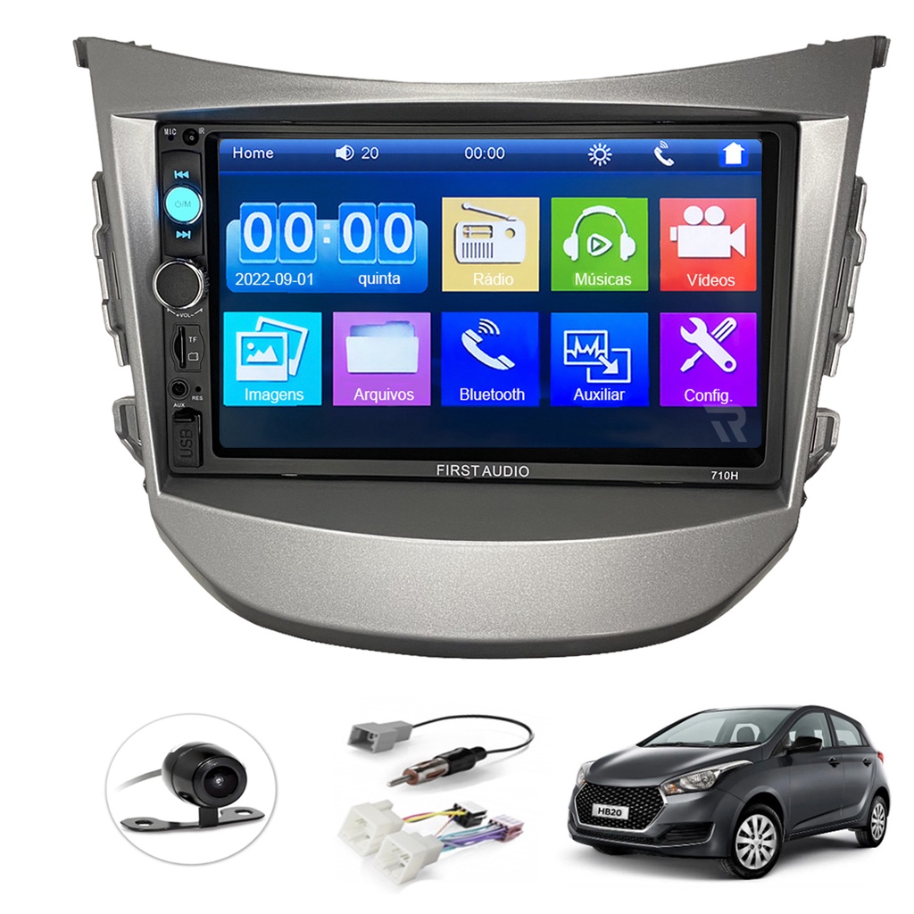 Kit Central Multimidia DVD 2 Din Mp5 Hyundai HB20 HB20s HB20x 2012 a 2019 Prata | Shopee Brasil