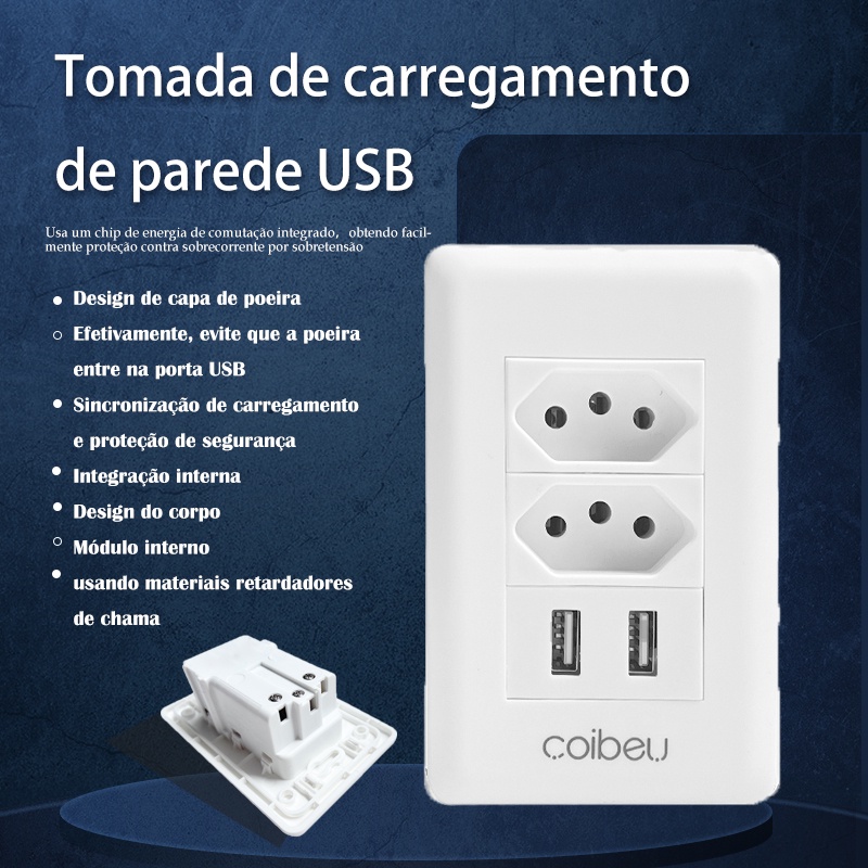 Tomada Usb De Parede Carregador Turbo Para Celular E Afins RN106 ...