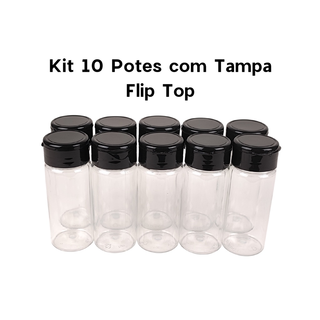 Kit 10 Potes de Tempero com Tampa, Potes de Plástico Resistente - Corre ...
