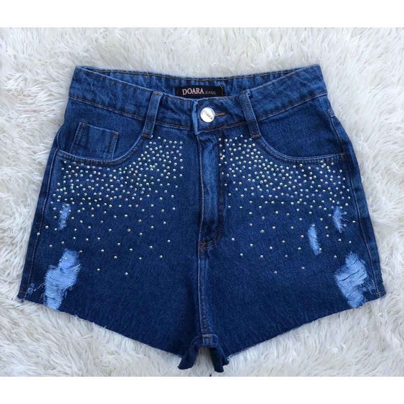 shorts jeans com strass | Shopee Brasil