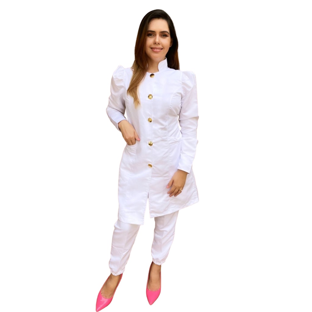 Jaleco Princesa Slim Gabardine Luxo | Shopee Brasil