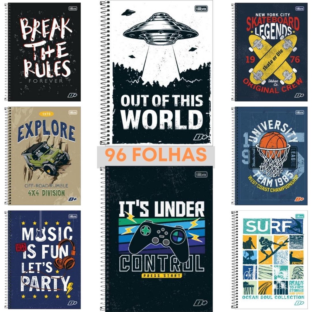 Kit 4 Cadernos Tilibra Espiral Capa Dura Universitário 1 Matéria D+ 96 ...