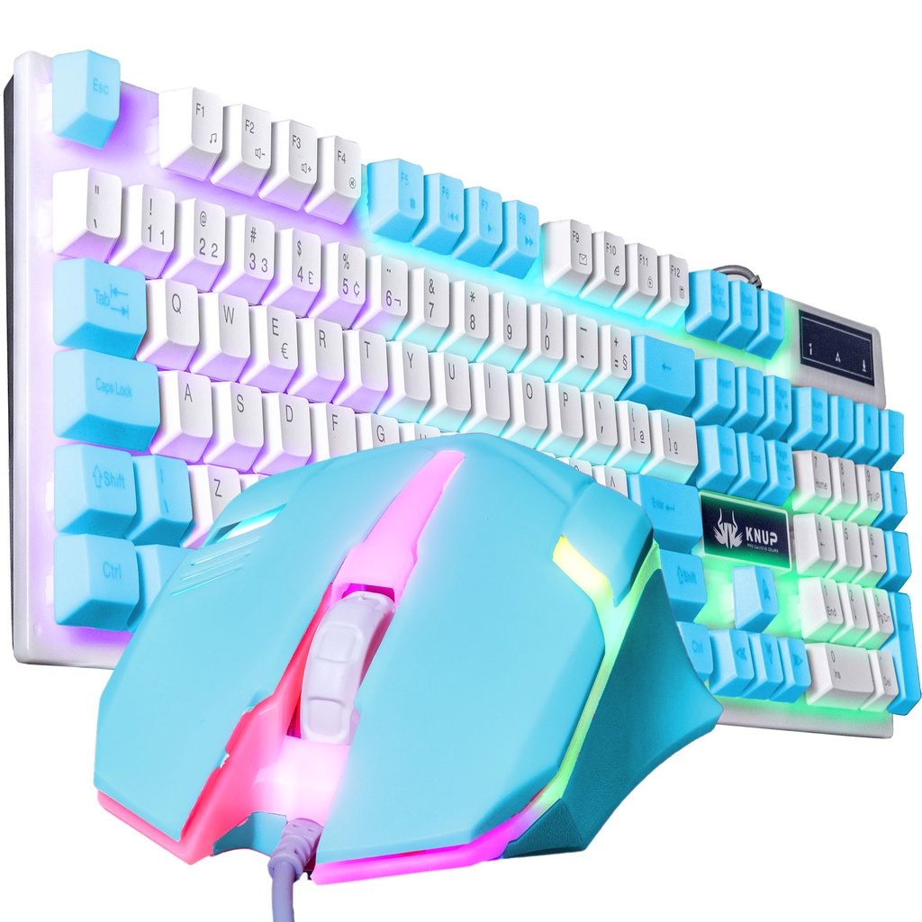 kit de mouse e teclado gamer semi mecânico para PC com luses de LED RGB ...