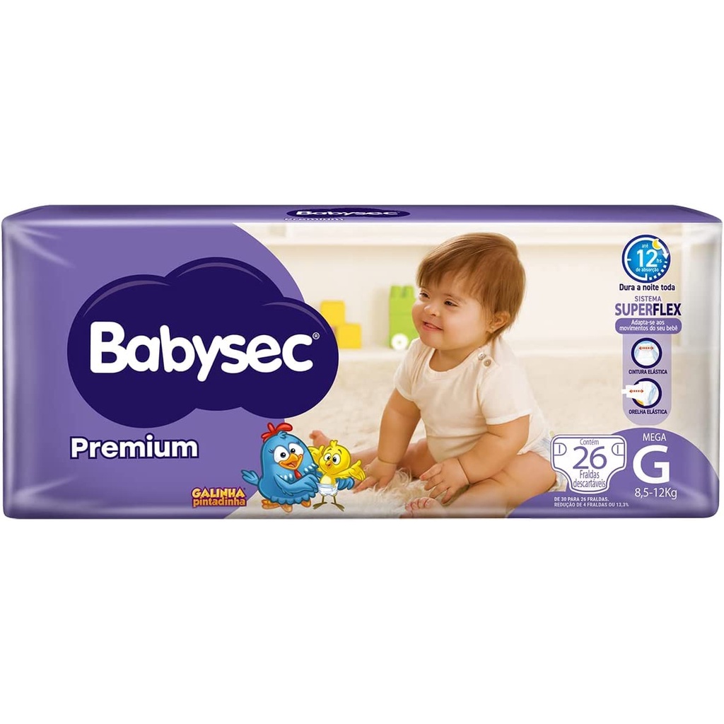 Fralda Babysec Premium Galinha Pintadinha G 26 unidades | Shopee Brasil